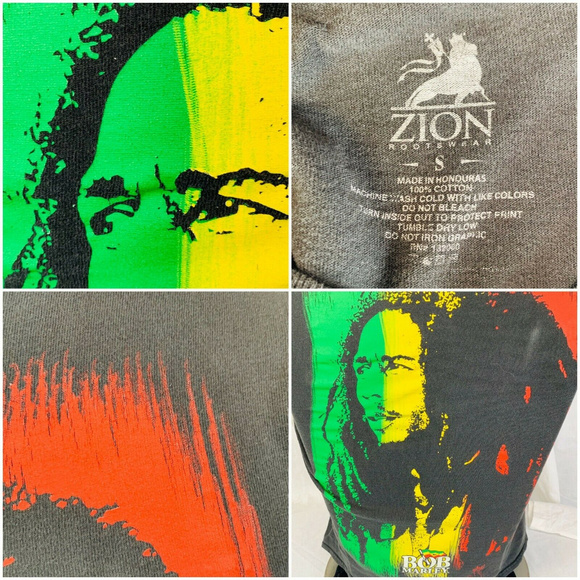 Zion Rootswear | Shirts | Bob Marley Zion Rootswear Blk Sm Jamica ...